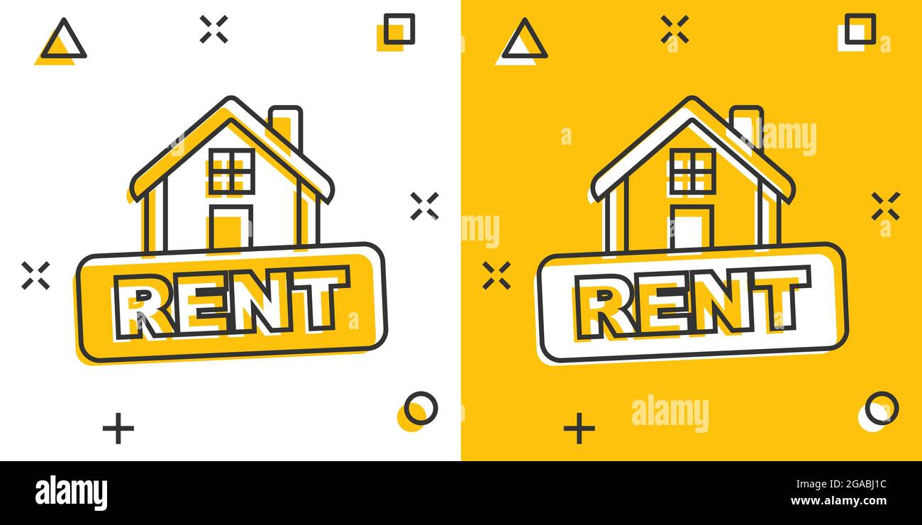 Cartoon rent house icon in comic style. Home illustration pictogram ...
