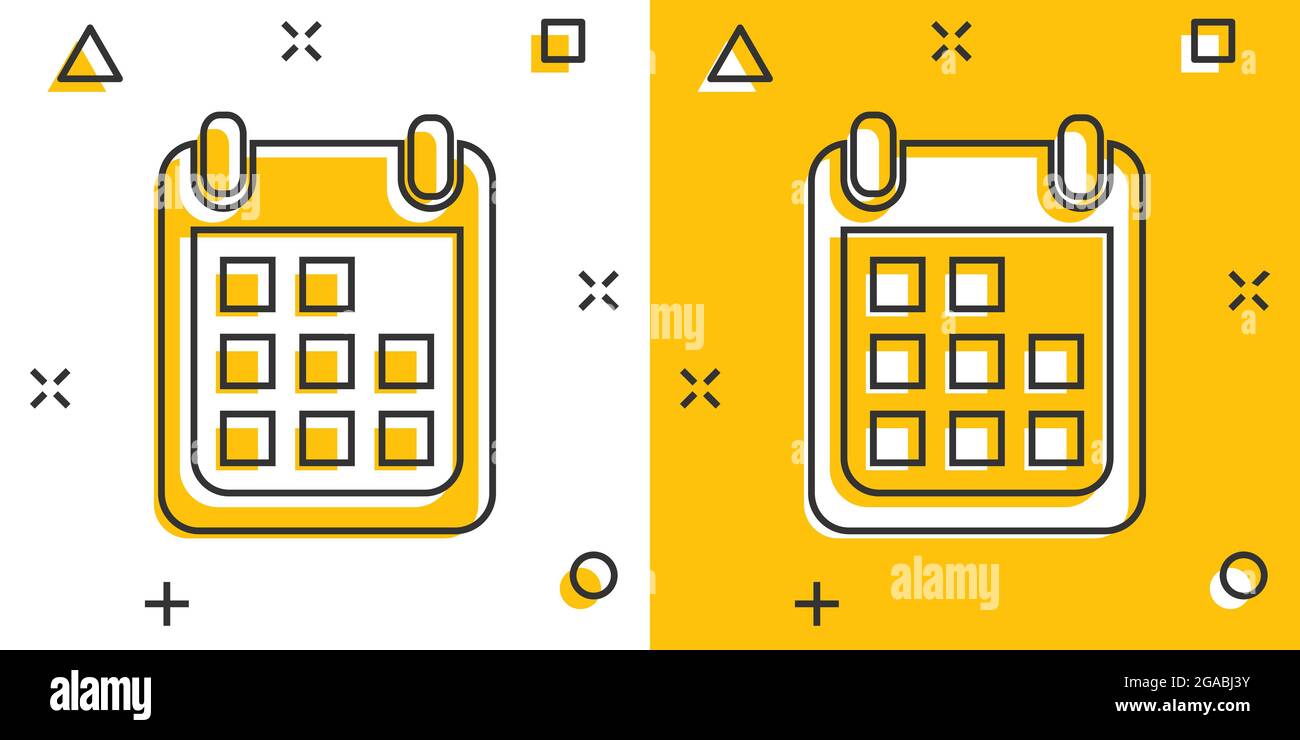 Vector cartoon calendar icon in comic style. Calendar sign illustration ...