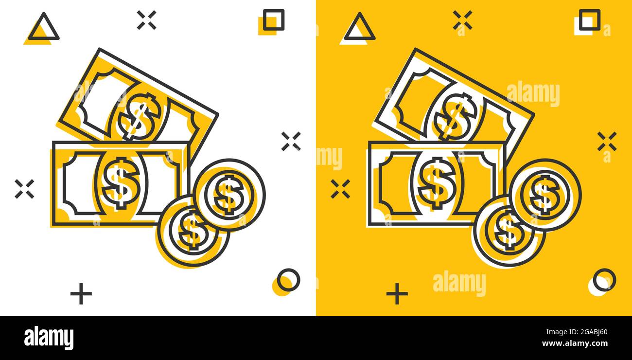 Cartoon money icon in comic style. Dollar money sign illustration ...