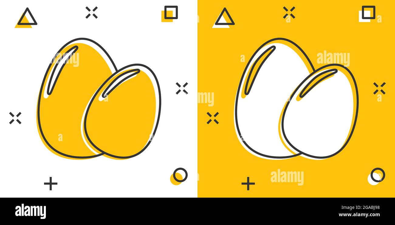 Cartoon egg icon in comic style. Eggshell sign illustration pictogram ...