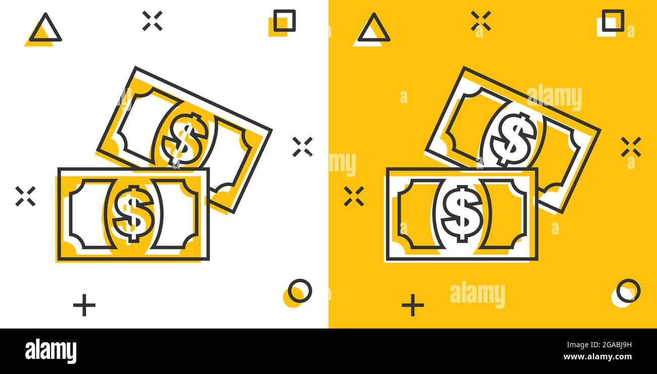 Cartoon money icon in comic style. Dollar money sign illustration ...