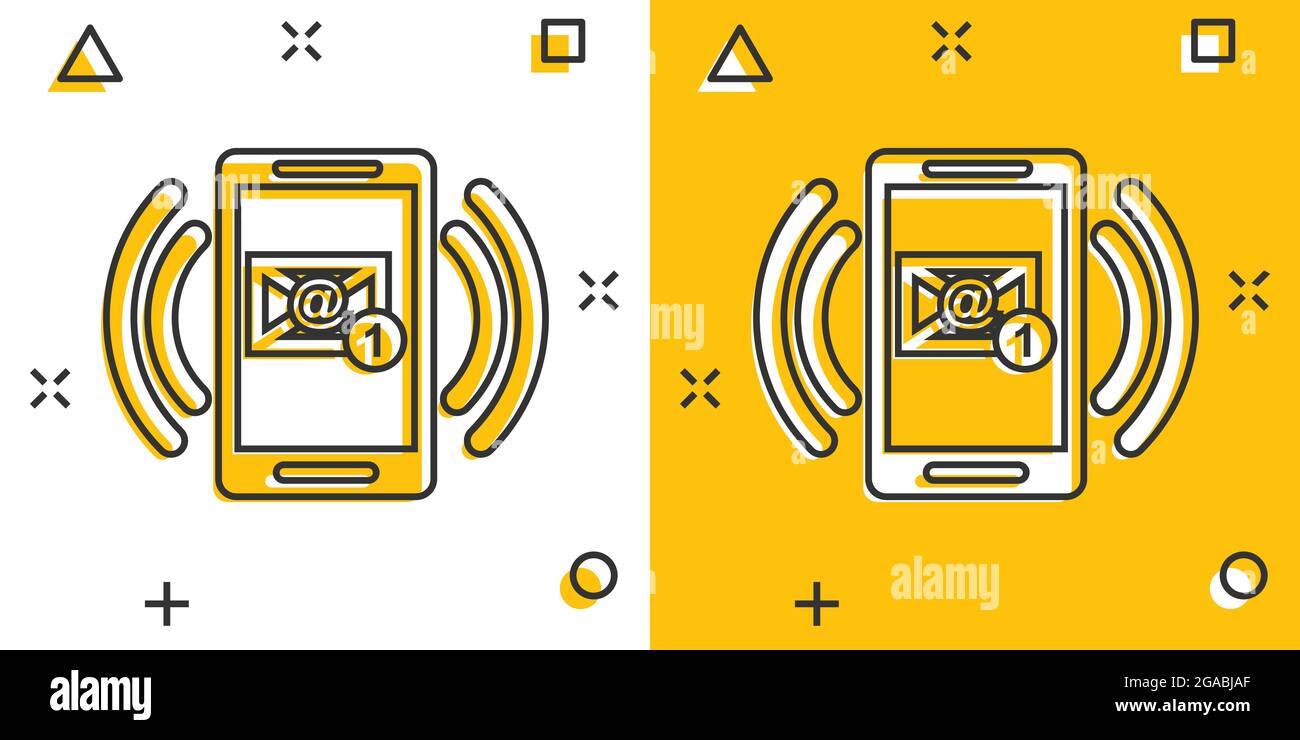 Mobile phone chat sign icon in comic style. Message notifications ...