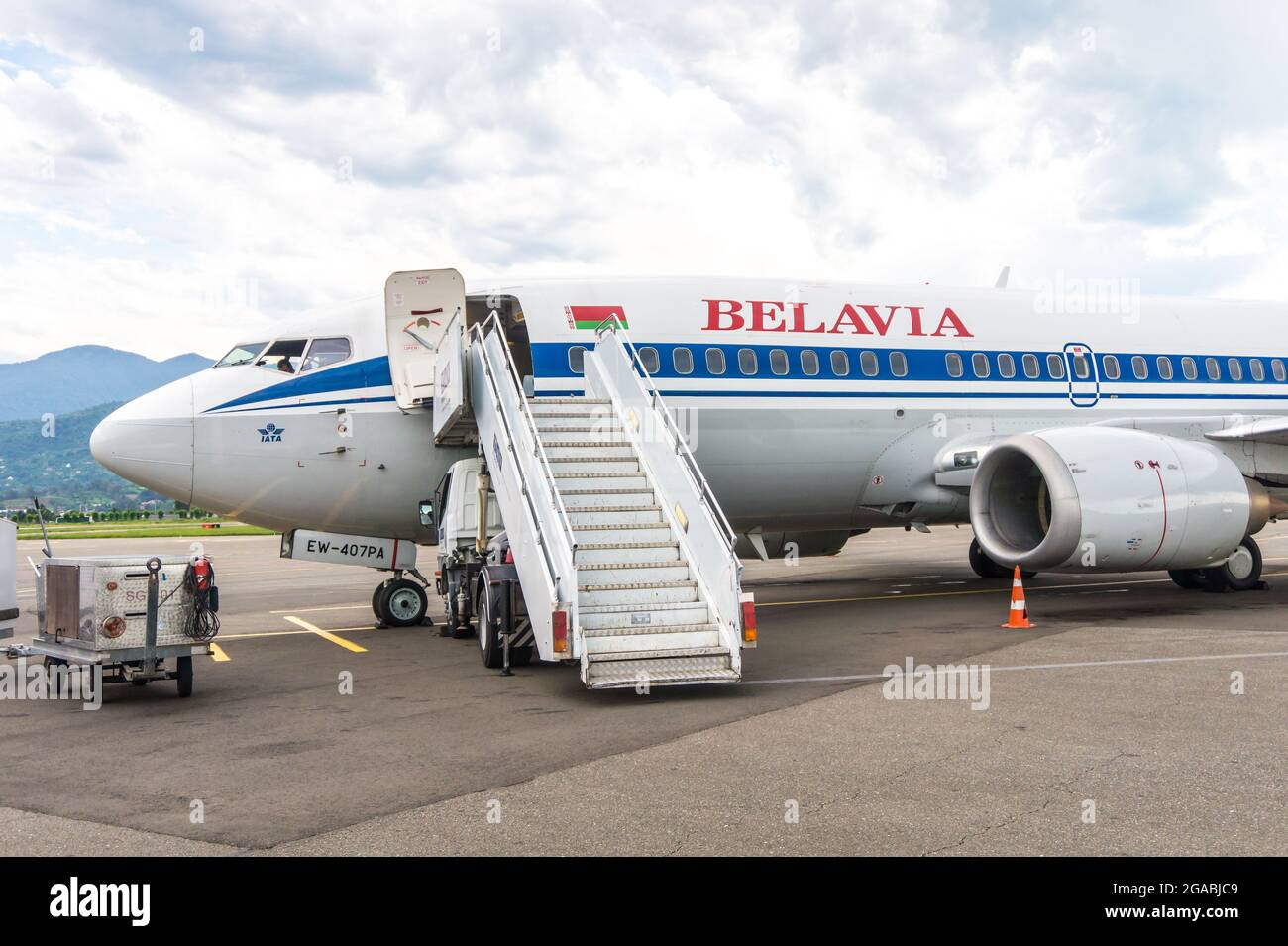 Belavia Belarusian Airlines Boeing 737-36M plane stands at Batumi ...