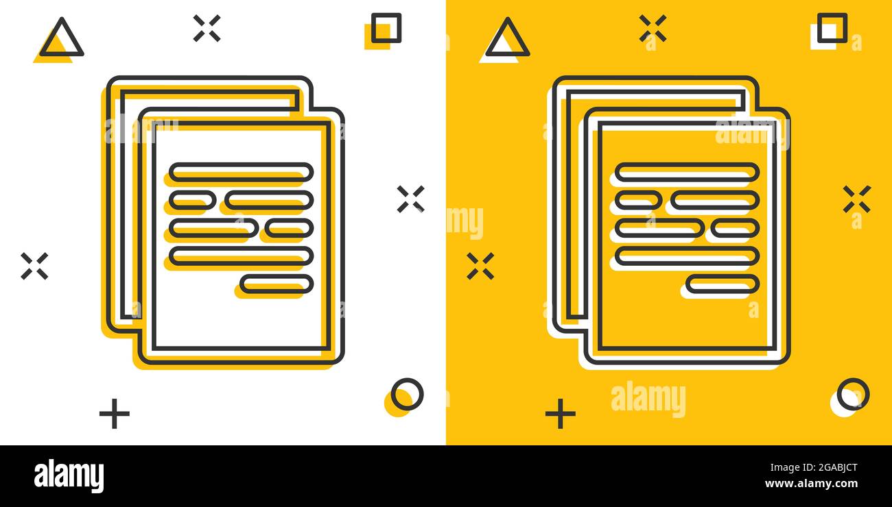 Vector cartoon document icon in comic style. Paper page sign ...