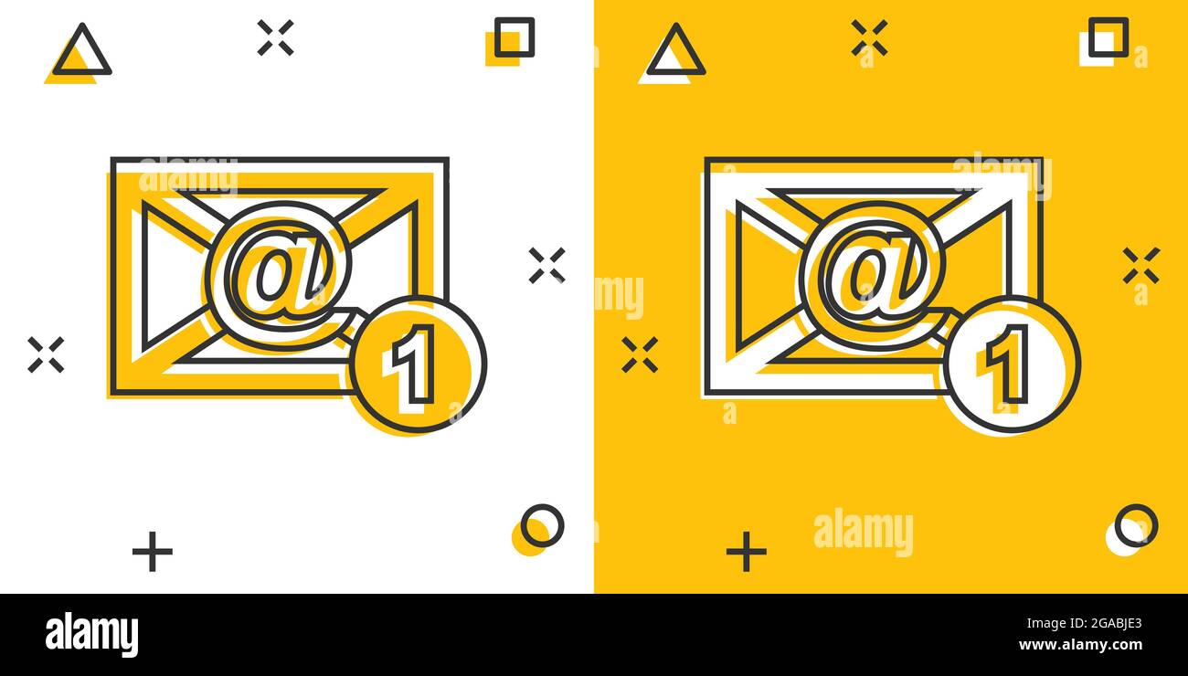 Vector cartoon email envelope message icon in comic style. Mail sign ...