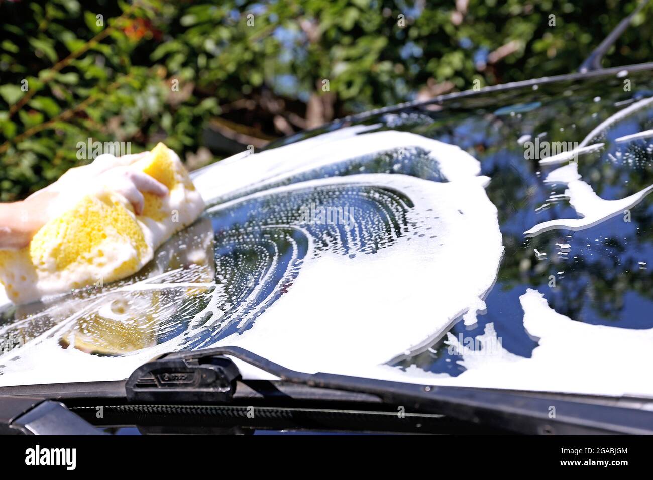 Hand washing car window Stock Photo - Alamy