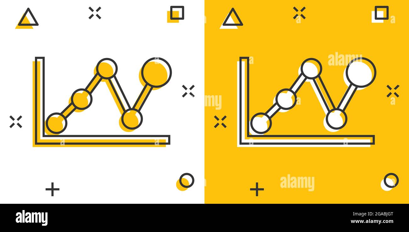 Vector cartoon business graph icon in comic style. Chart sign ...