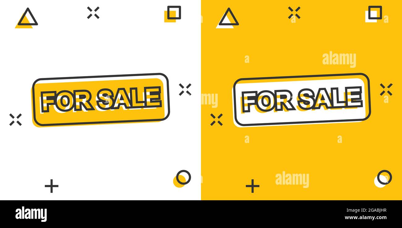 Cartoon colored for sale icon in comic style. Sell illustration ...