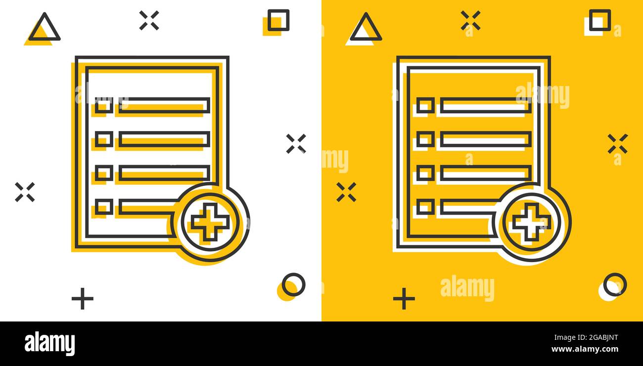 Vector cartoon document icon in comic style. Paper page sign ...