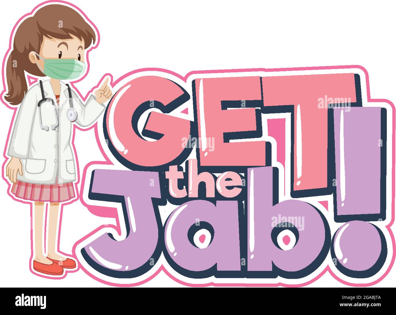 Get the Jab font banner with a female doctor cartoon character ...