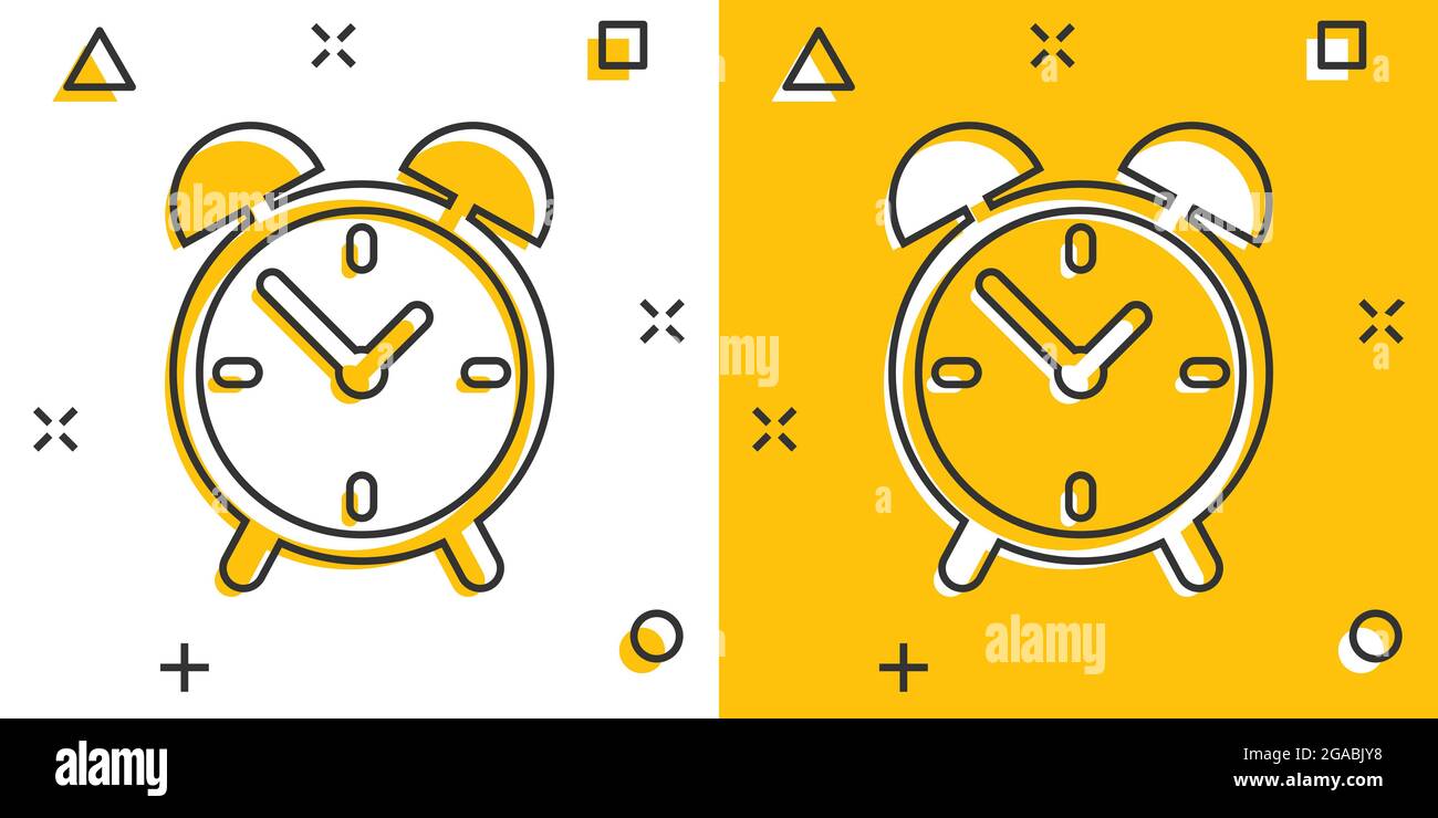 Cartoon alarm clock icon in comic style. Timer sign illustration ...