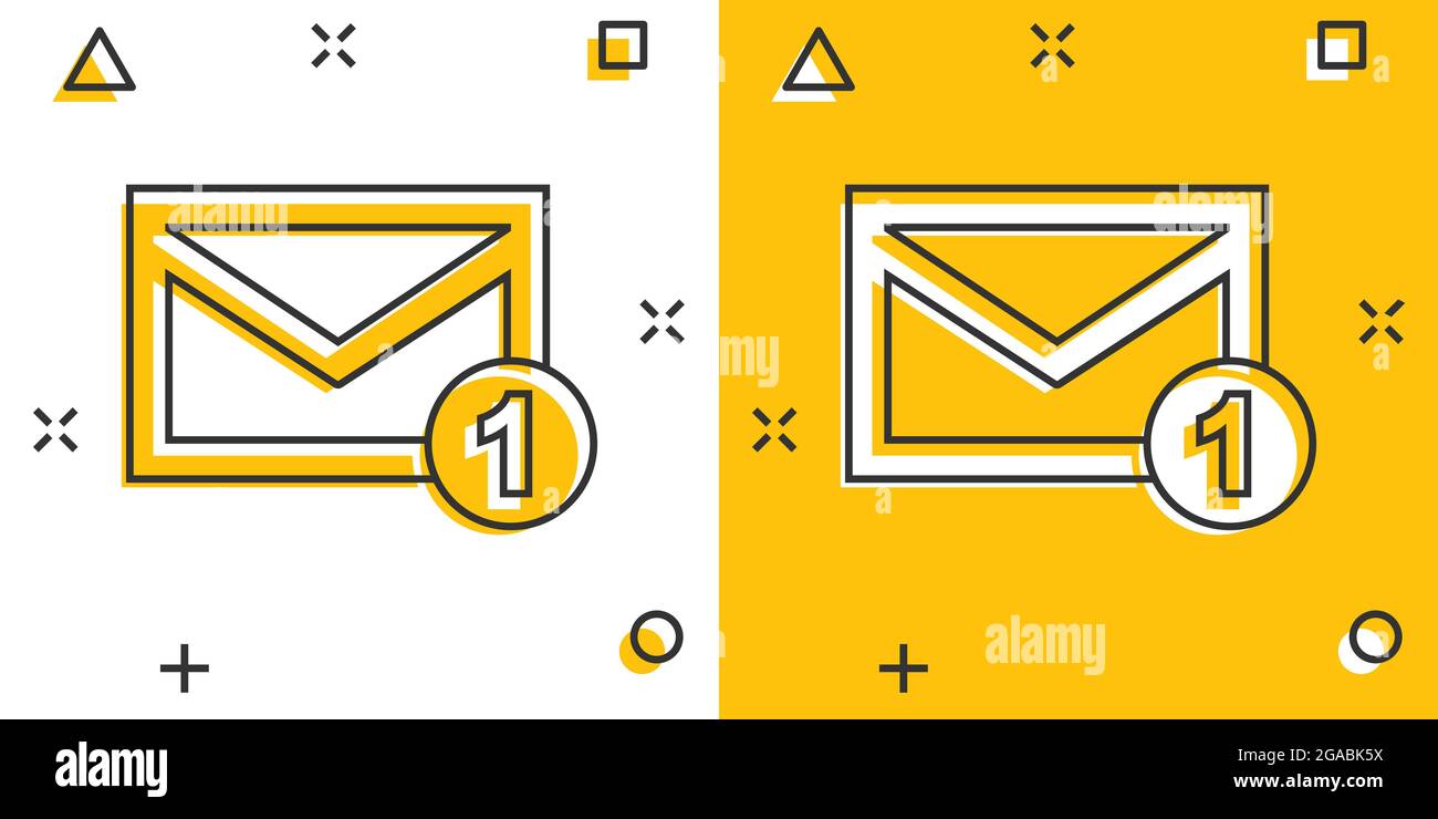 Vector cartoon email envelope message icon in comic style. Mail sign ...