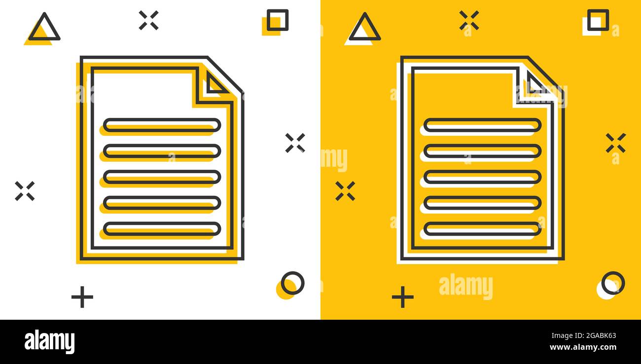 Vector cartoon document icon in comic style. Paper page sign ...