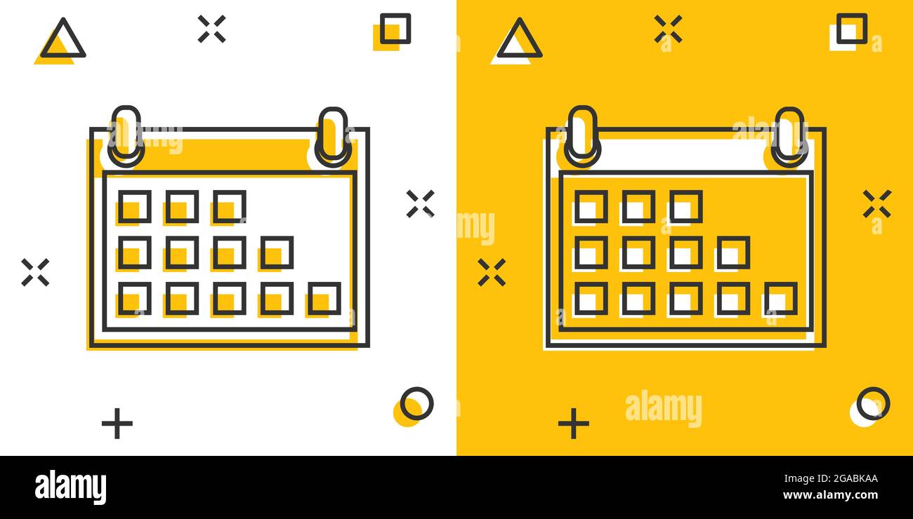 Vector cartoon calendar icon in comic style. Calendar sign illustration ...