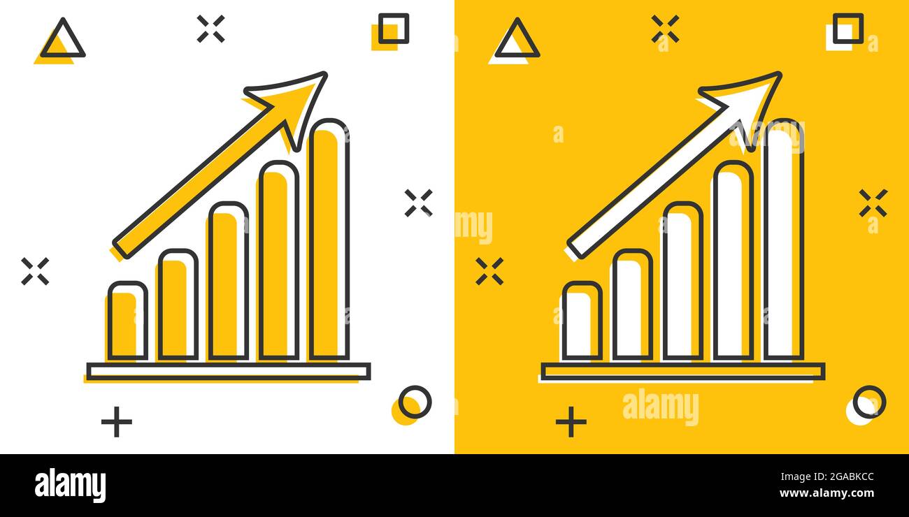 Vector cartoon business graph icon in comic style. Chart sign ...