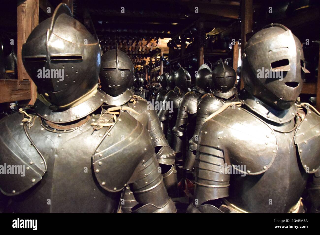 Closeup of metal knight armor rows Stock Photo - Alamy
