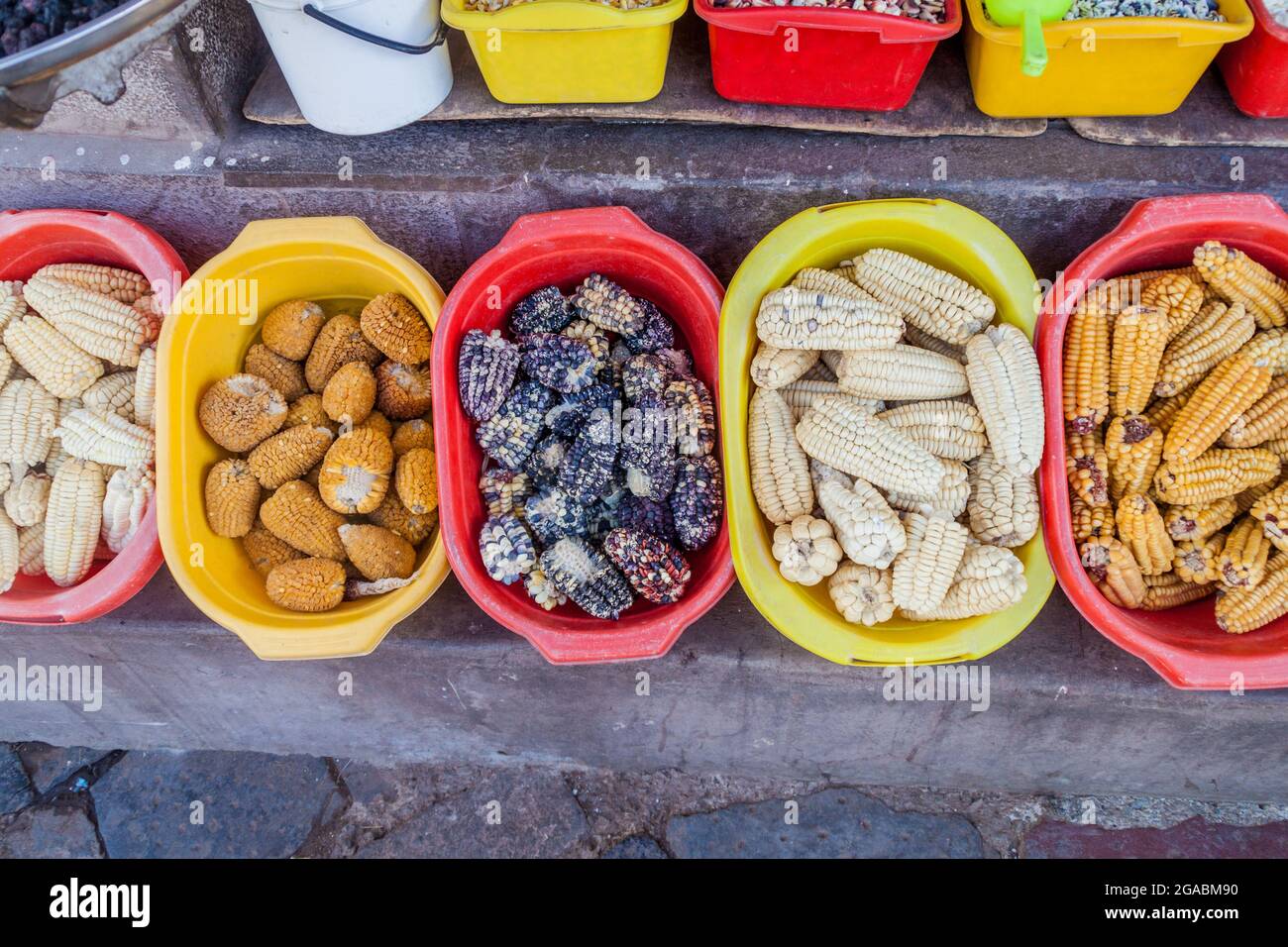 Varieties of corn at the market in Cuzco, Peru Stock Photo - Alamy