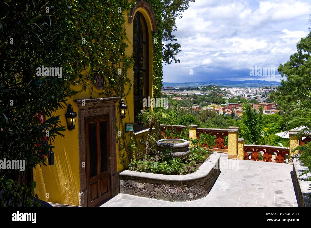 San Miguel de Allende, Mexico - Home's Courtyard with View Stock Photo ...