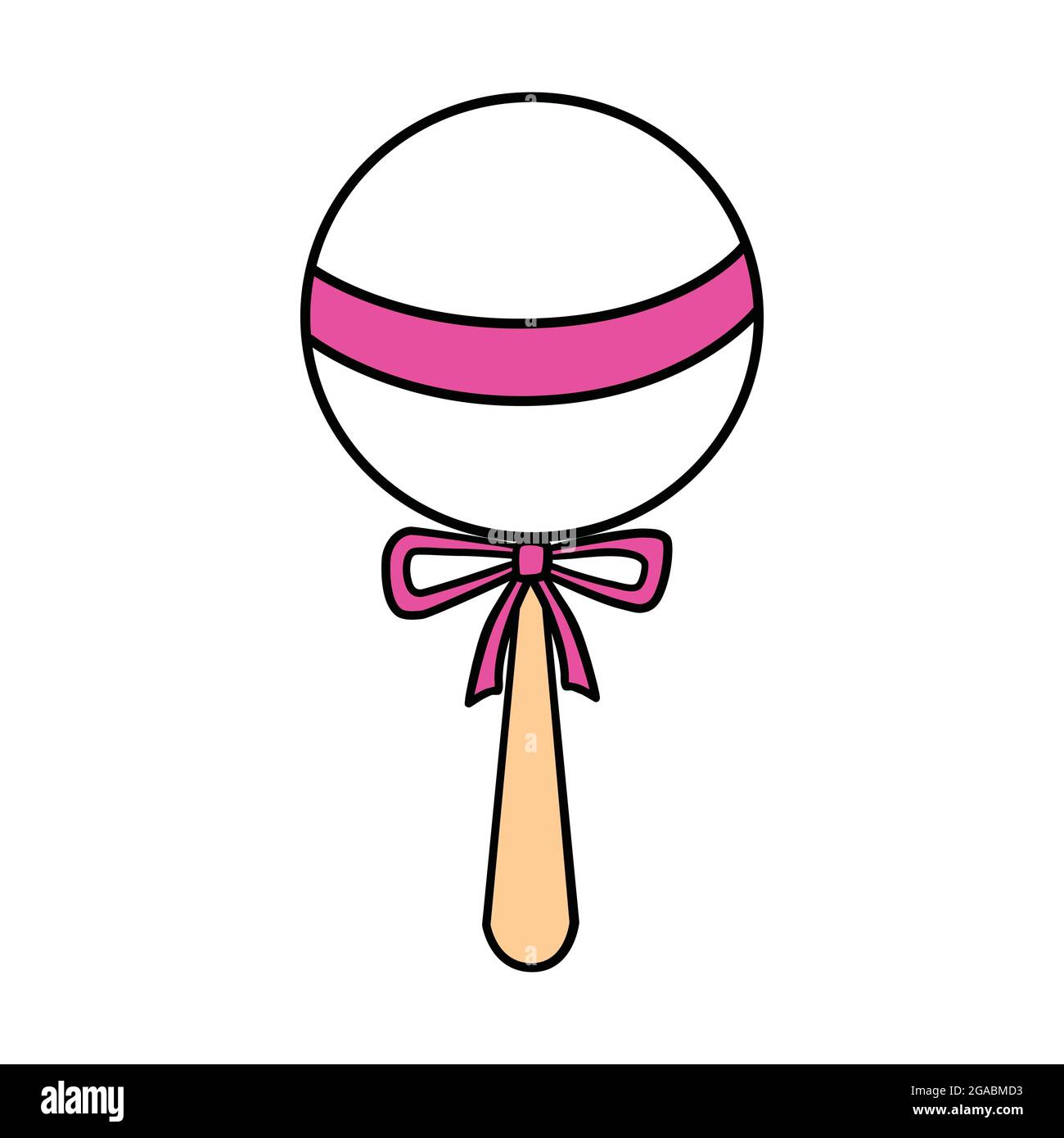 An illustration of a children's rattle in the style of a doodle in a ...