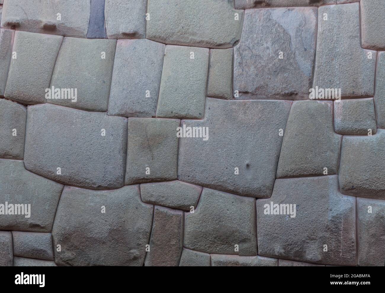 Detail of Inca's perfect stonework. Wall of former palace of Inca Roca ...