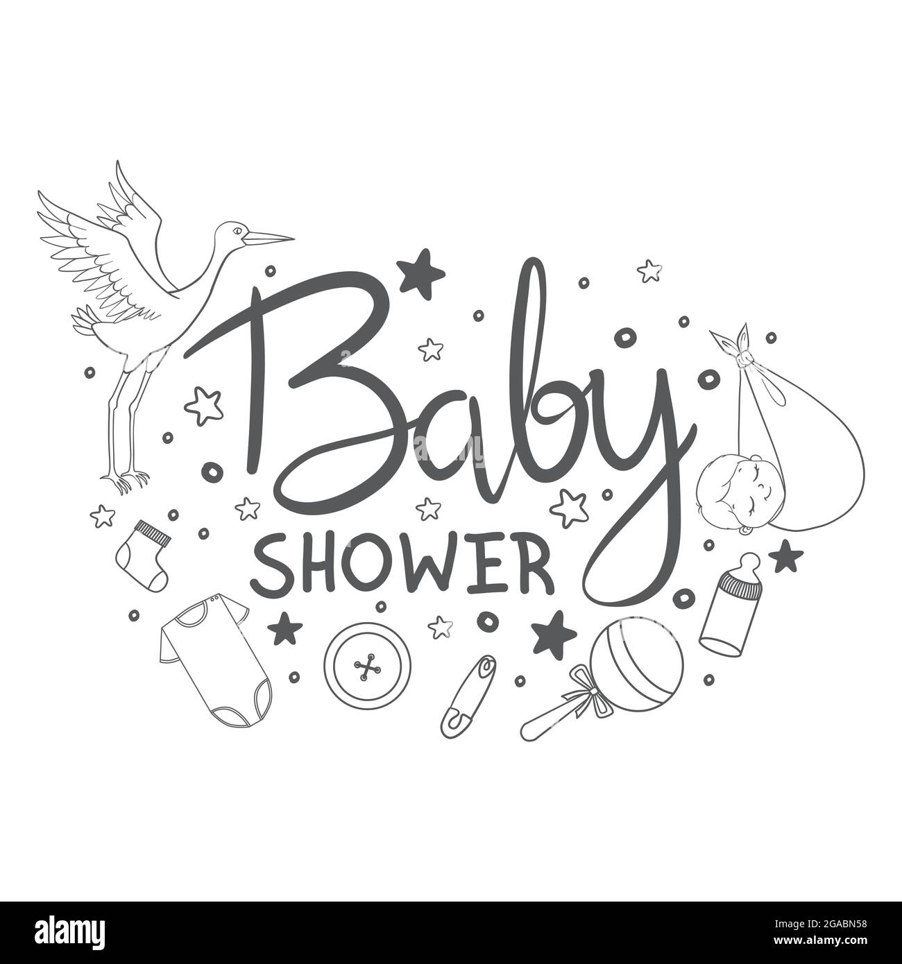 Lettering design of an invitation to a baby shower. Vector ...