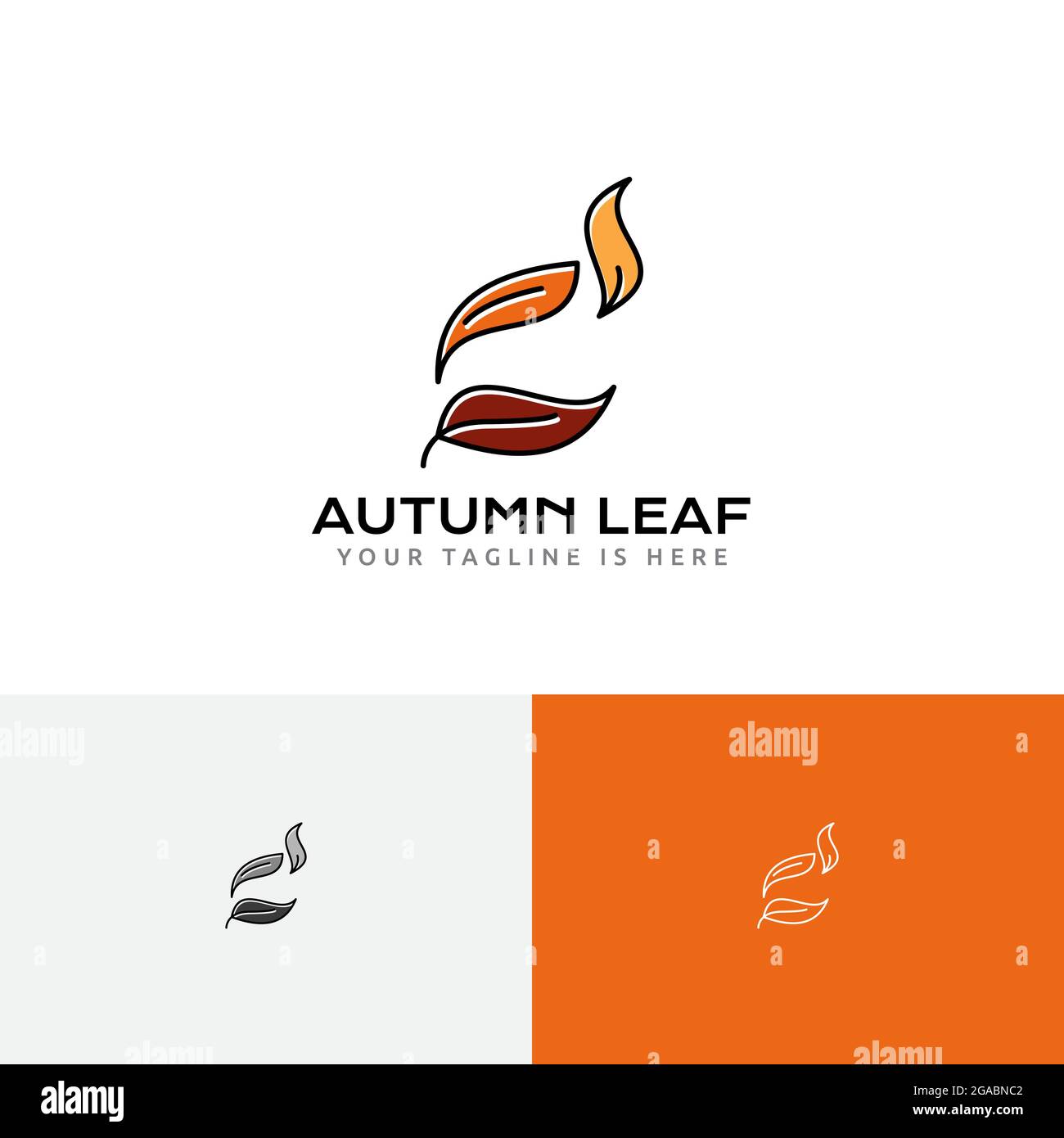 Fallen Leaves Autumn Fall Season Nature Business Logo Stock Vector ...