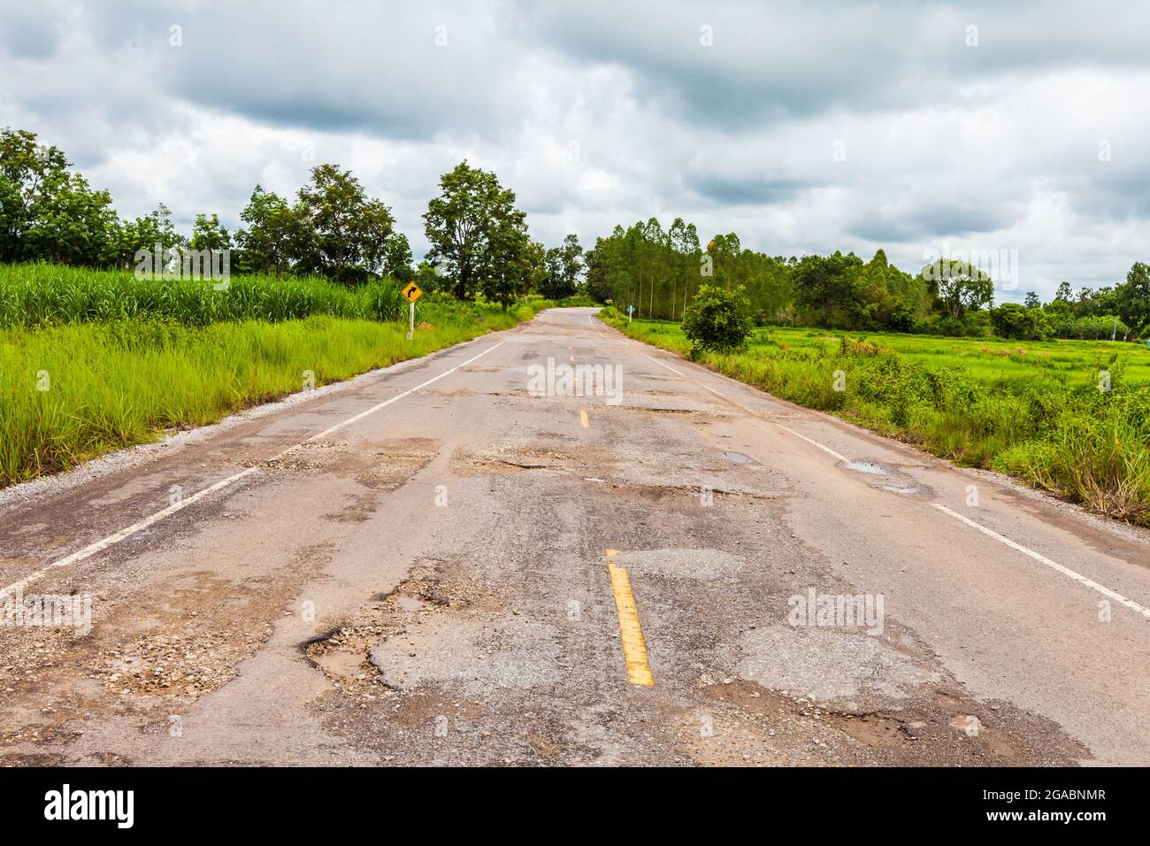 Damaged asphalt pavement road with potholes ,Asia Stock Photo - Alamy