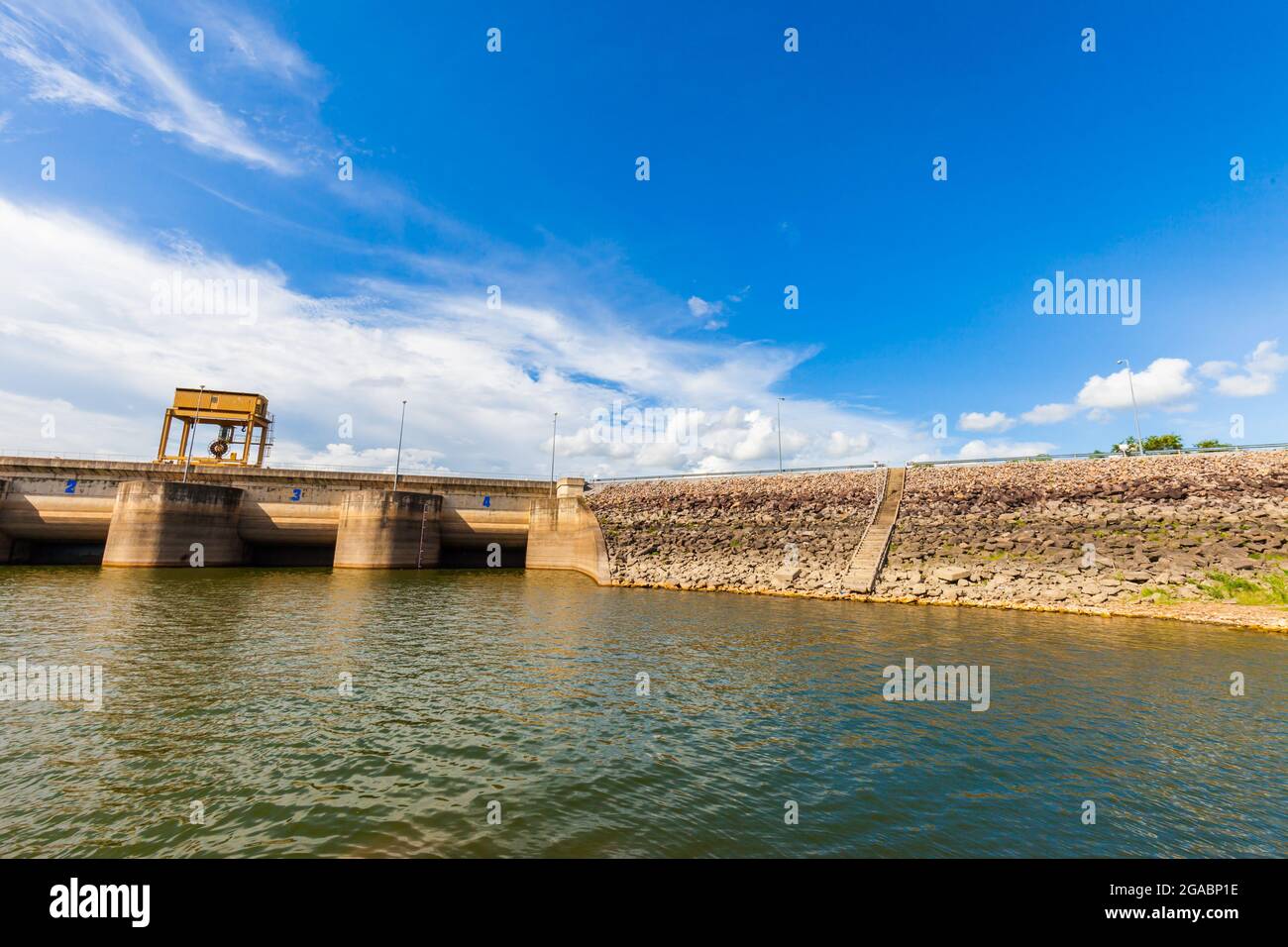 Dam Wall with full of water ,Thailand Stock Photo - Alamy