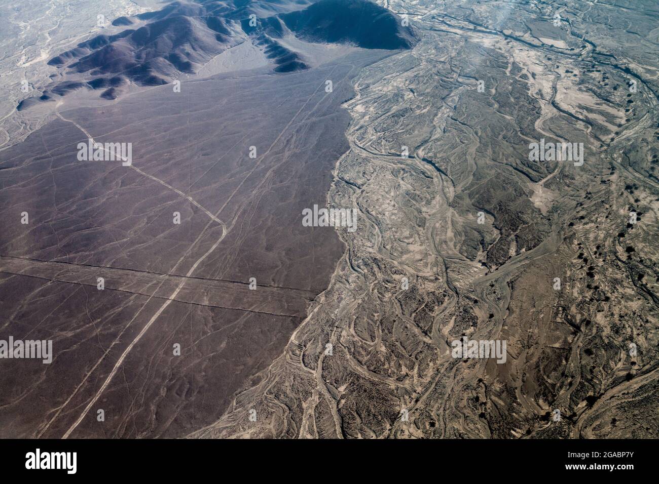 Aerial view of geoglyphs near Nazca - famous Nazca Lines, Peru Stock ...