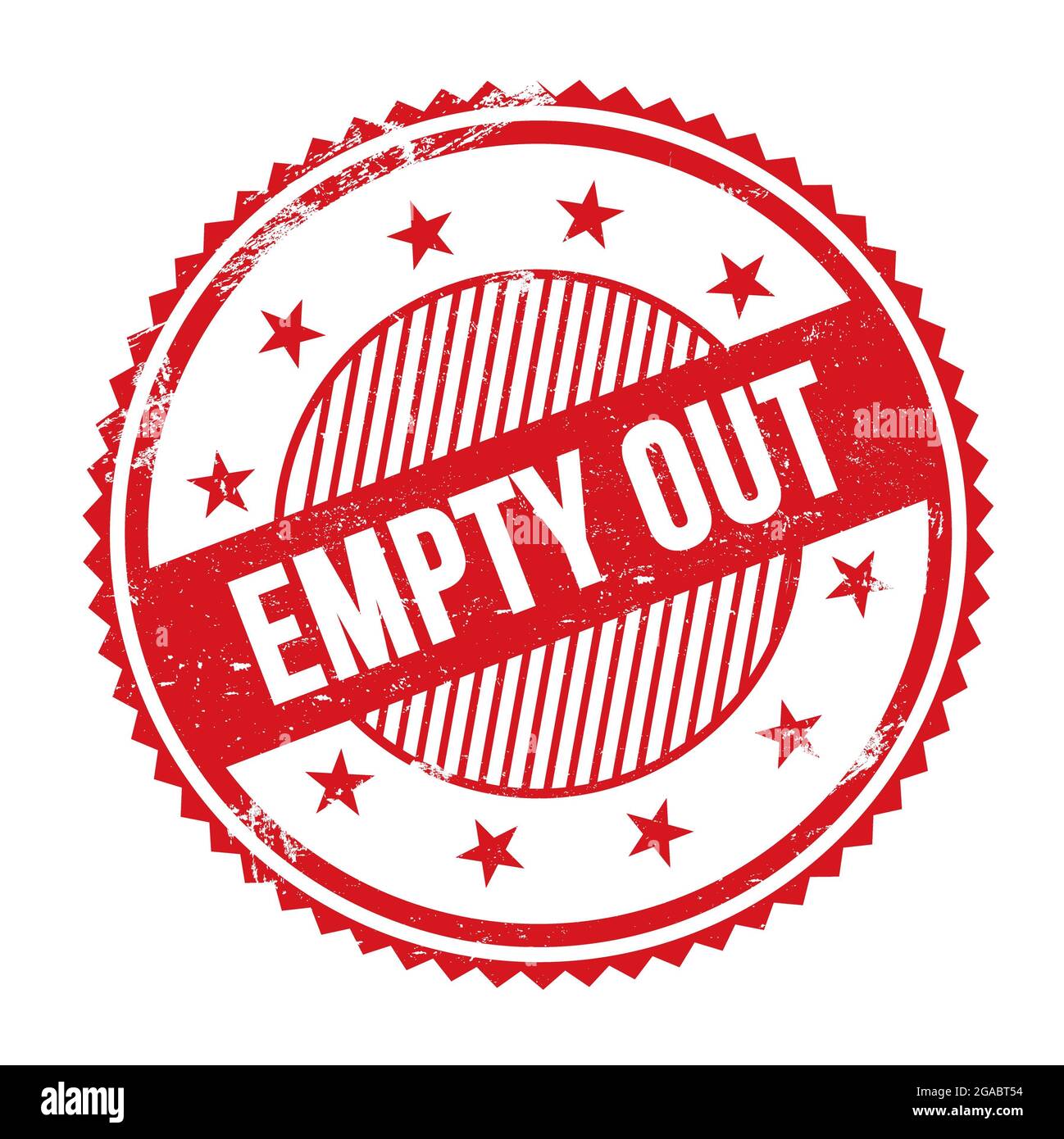 EMPTY OUT text written on red grungy zig zag borders round stamp Stock ...