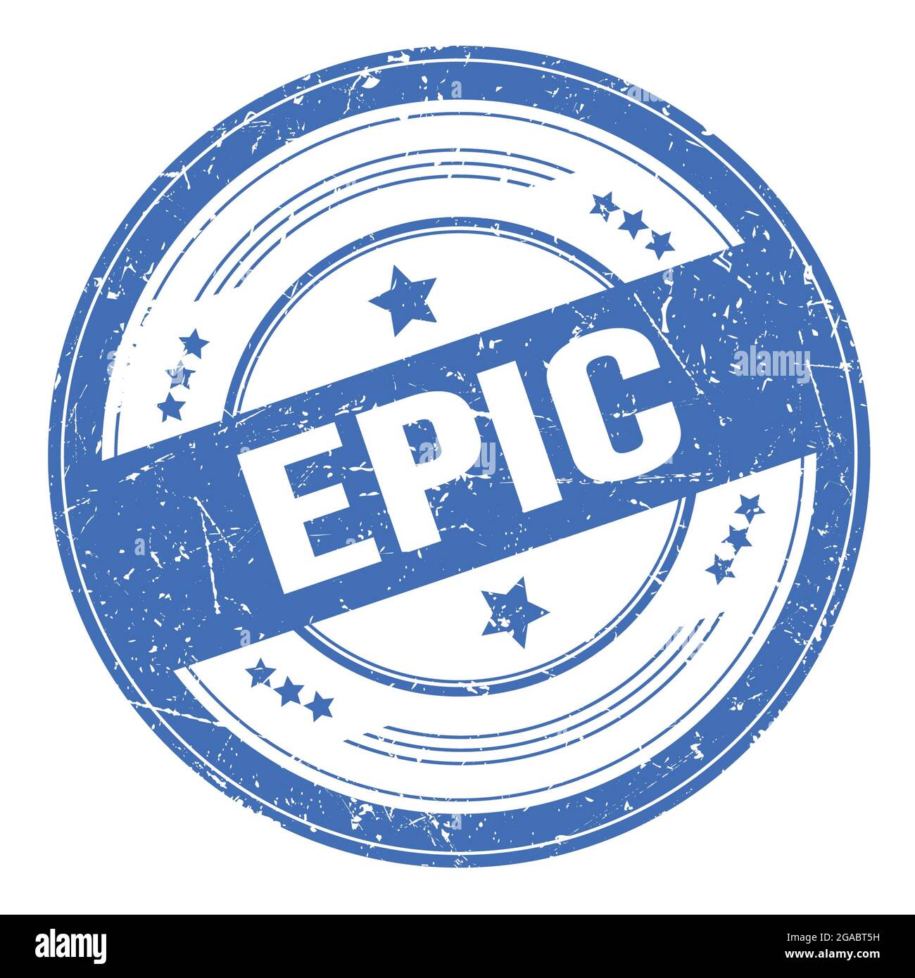 EPIC text on blue round grungy texture stamp Stock Photo - Alamy