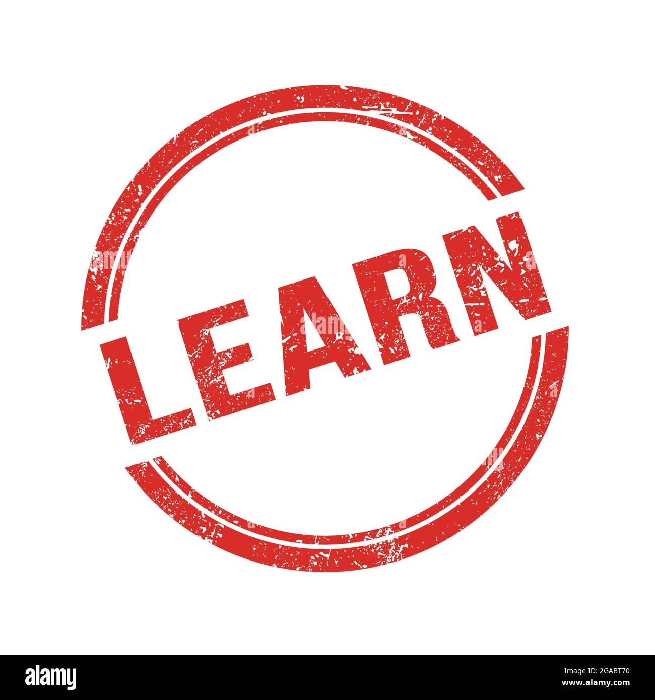 LEARN text written on red grungy vintage round stamp Stock Photo - Alamy