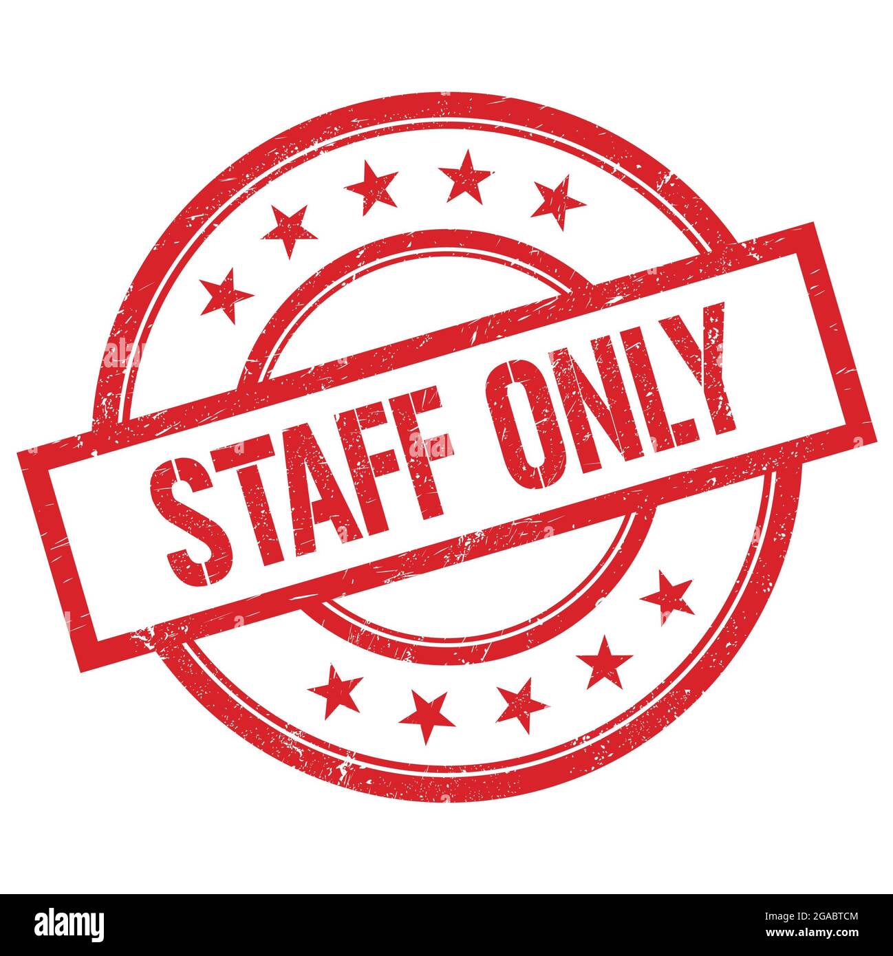 STAFF ONLY text written on red round vintage rubber stamp Stock Photo ...