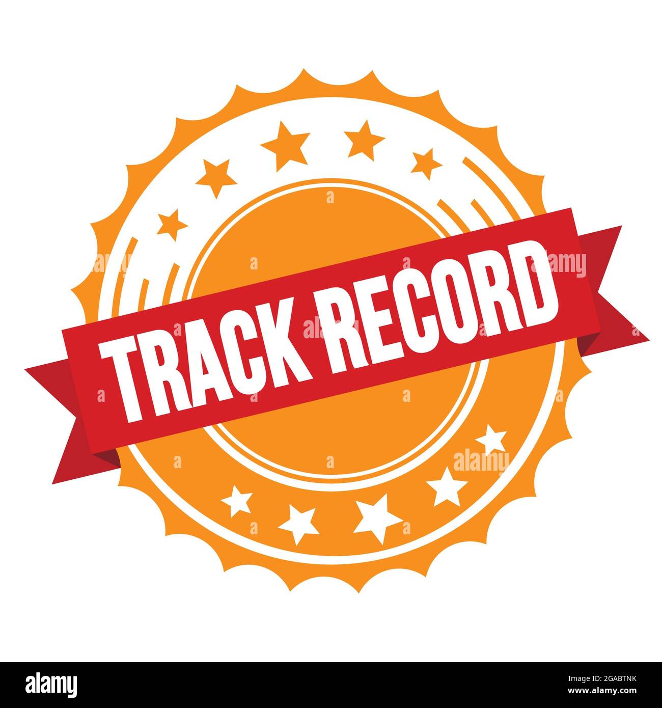 TRACK RECORD text on red orange ribbon badge stamp Stock Photo - Alamy