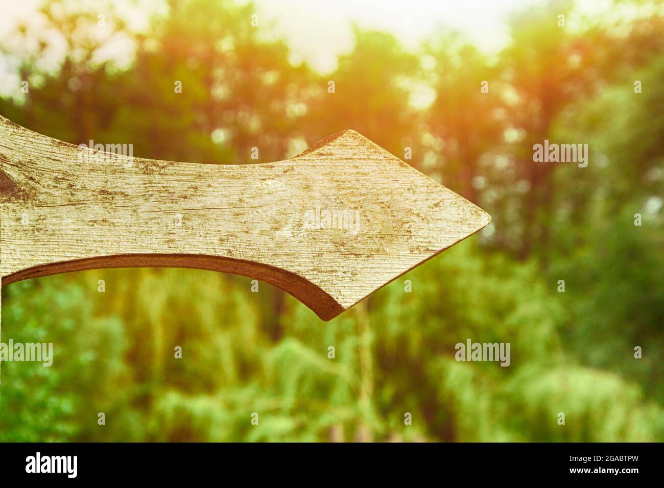 Wooden vintage pointer. Vertical view of rustic handmade wooden sign ...