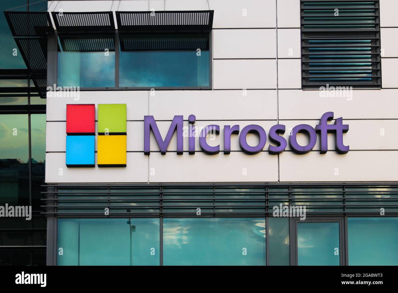 The Microsoft office building in Warsaw, Poland on July 29, 2021 Stock ...