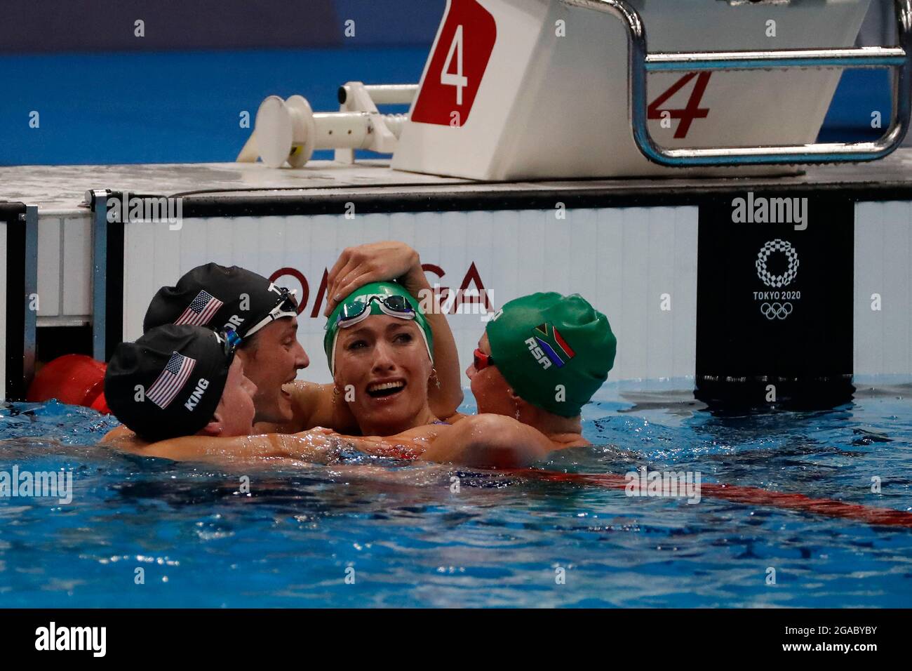 Tokyo, Kanto, Japan. 30th July, 2021. Lilly King (USA), from left ...