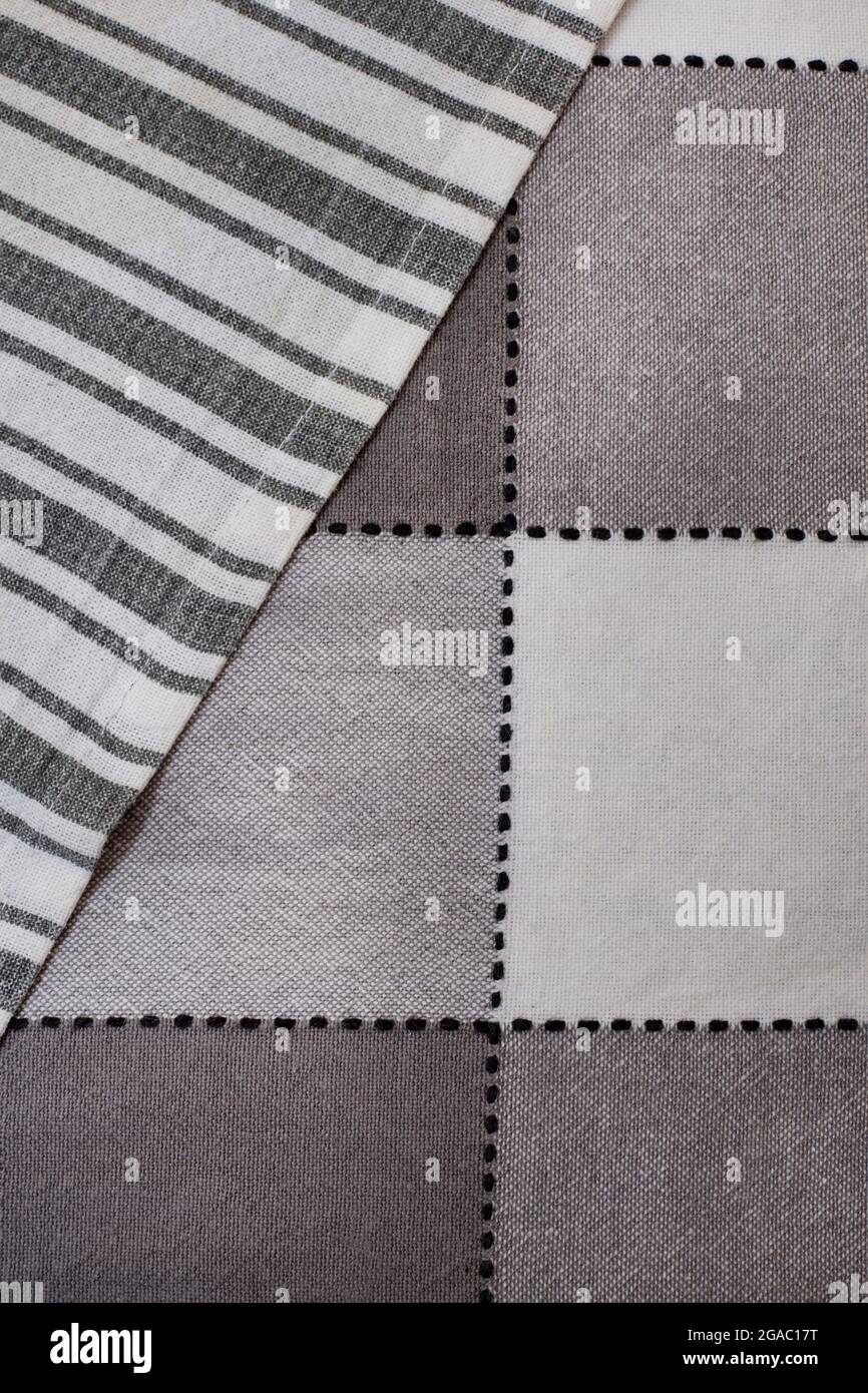 geometric shapes on tablecloths as background image Stock Photo - Alamy