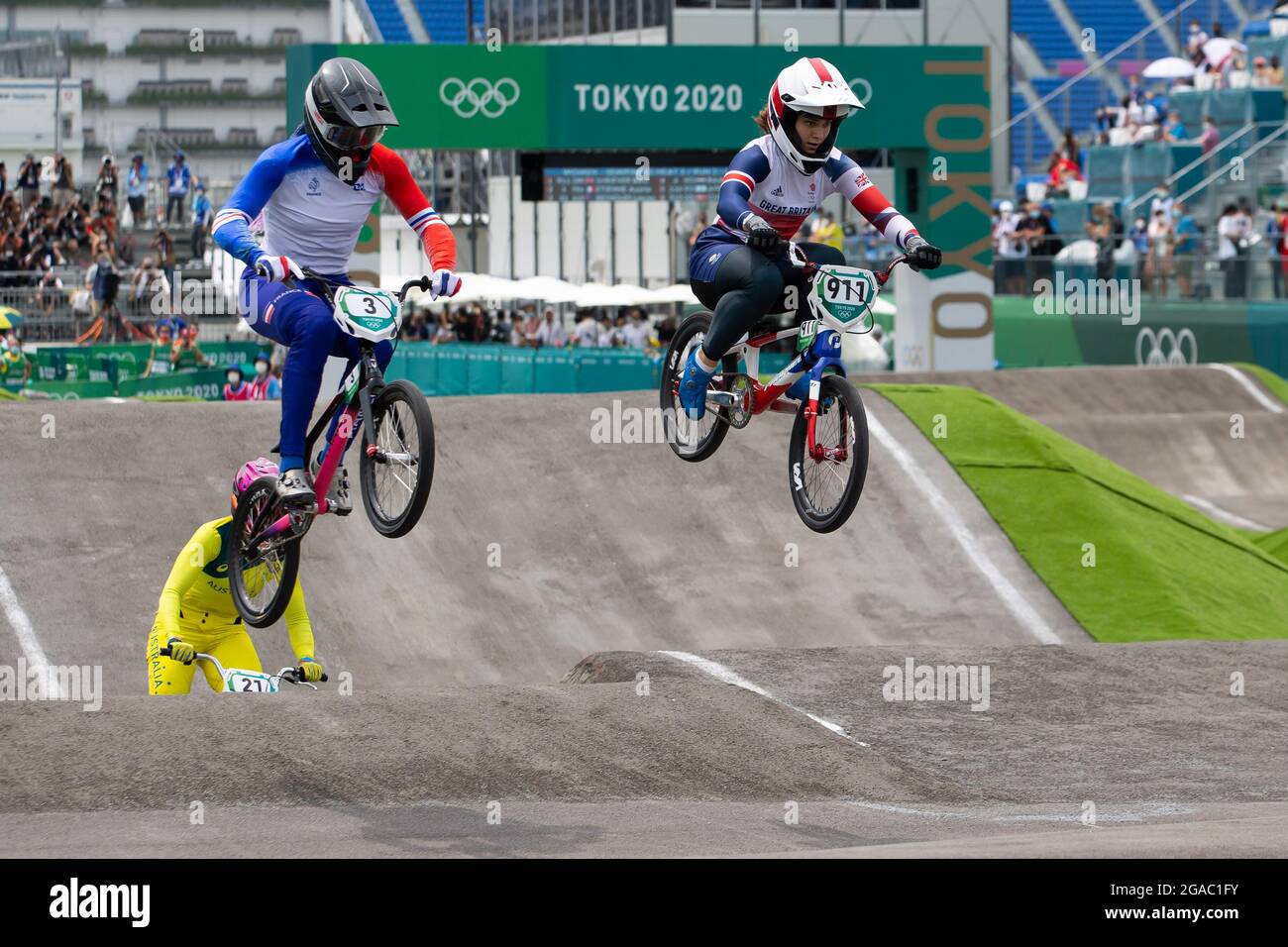 July 30, 2021: Bethany Shriever (911) of Great Britain takes air and ...