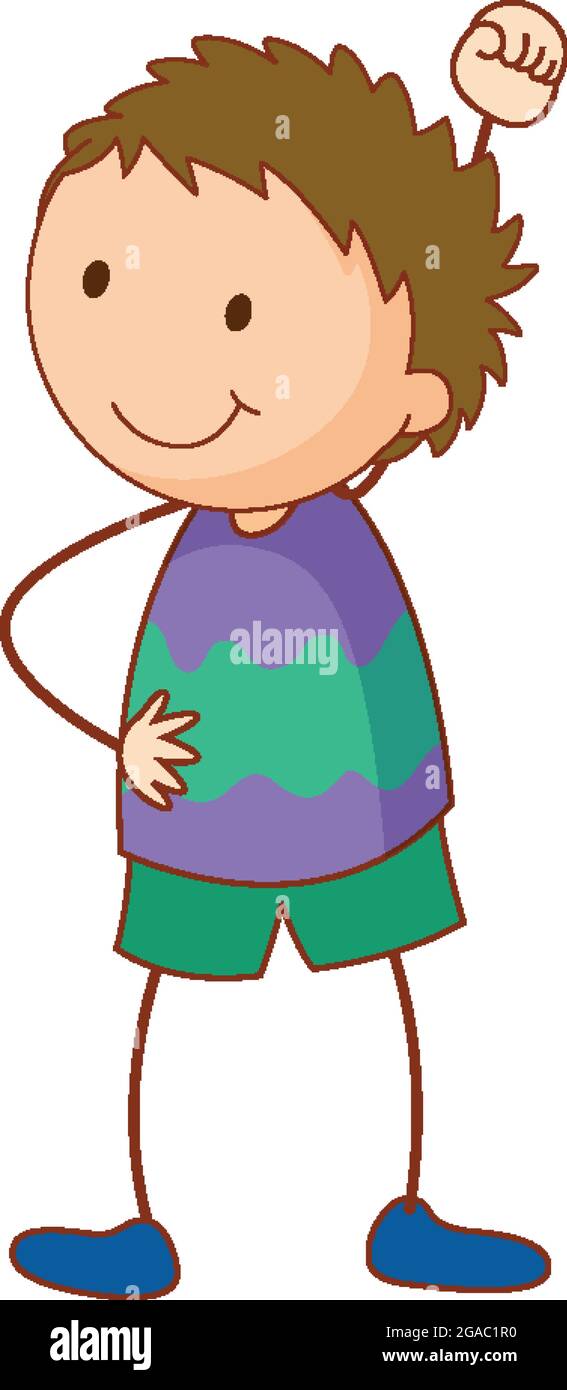 Cute boy cartoon character in hand drawn doodle style isolated ...