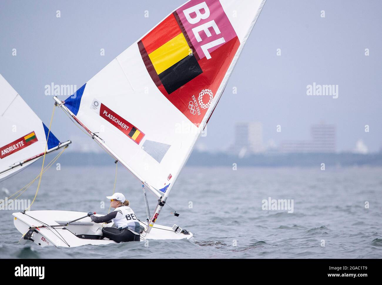 Belgian Emma Plasschaert pictured in action during race 10 of the women ...