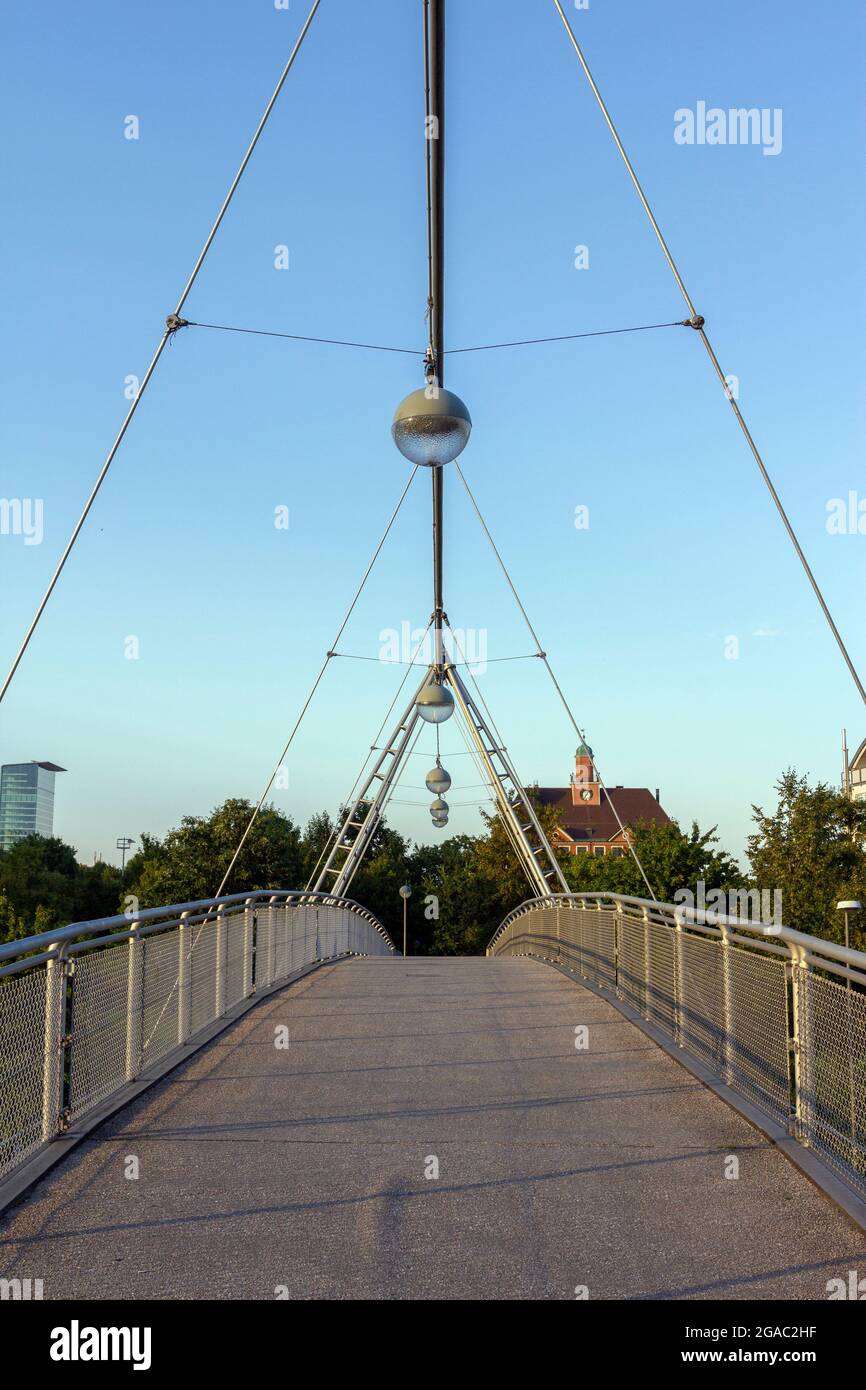 Pedestrian bridge in Munich, Germany on a summer day Stock Photo - Alamy