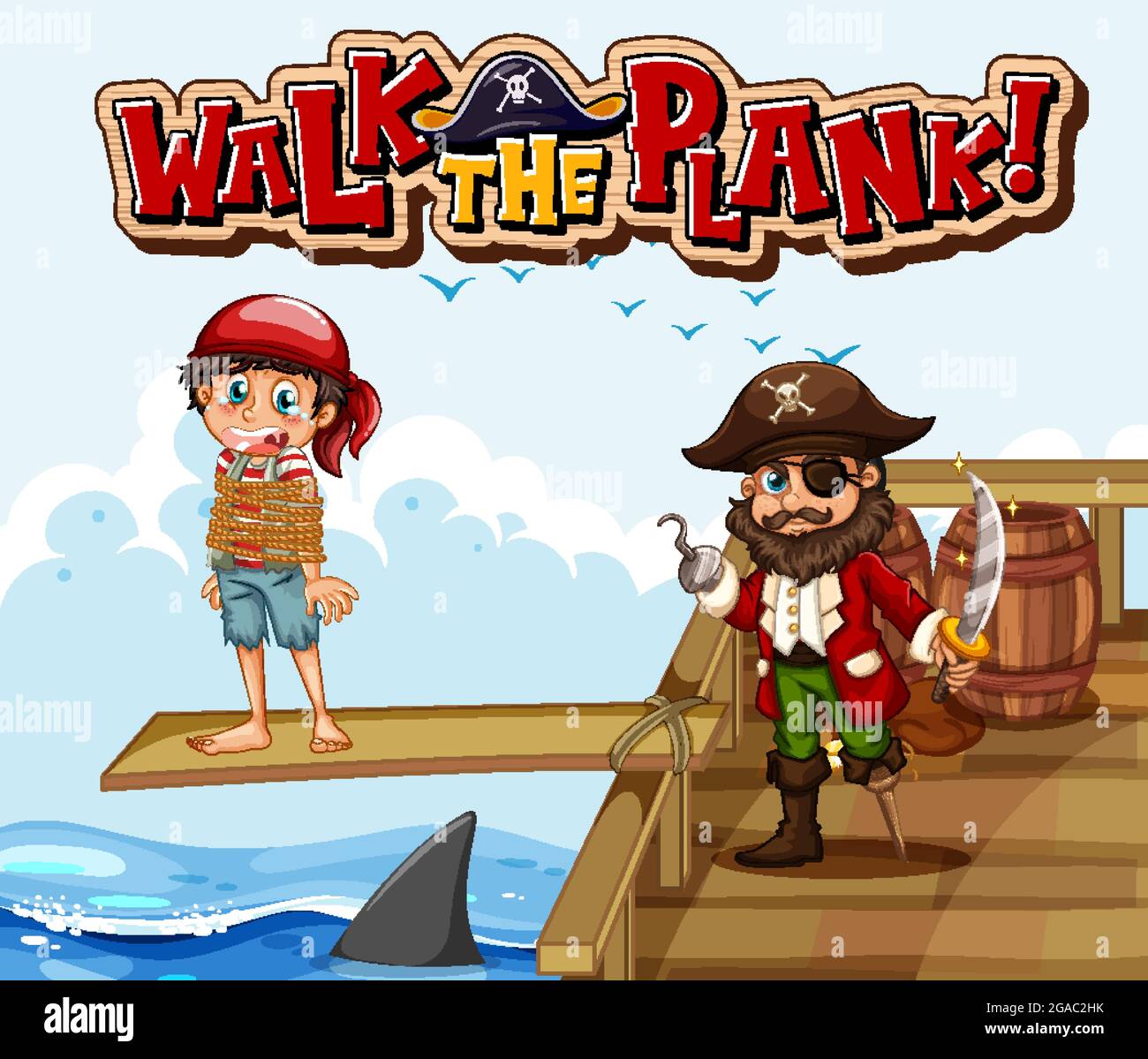 Pirate walk the plank Stock Vector Images - Alamy