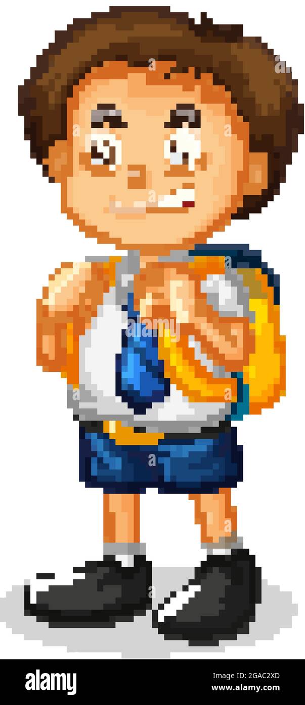 A student boy cartoon character isolated on white background ...