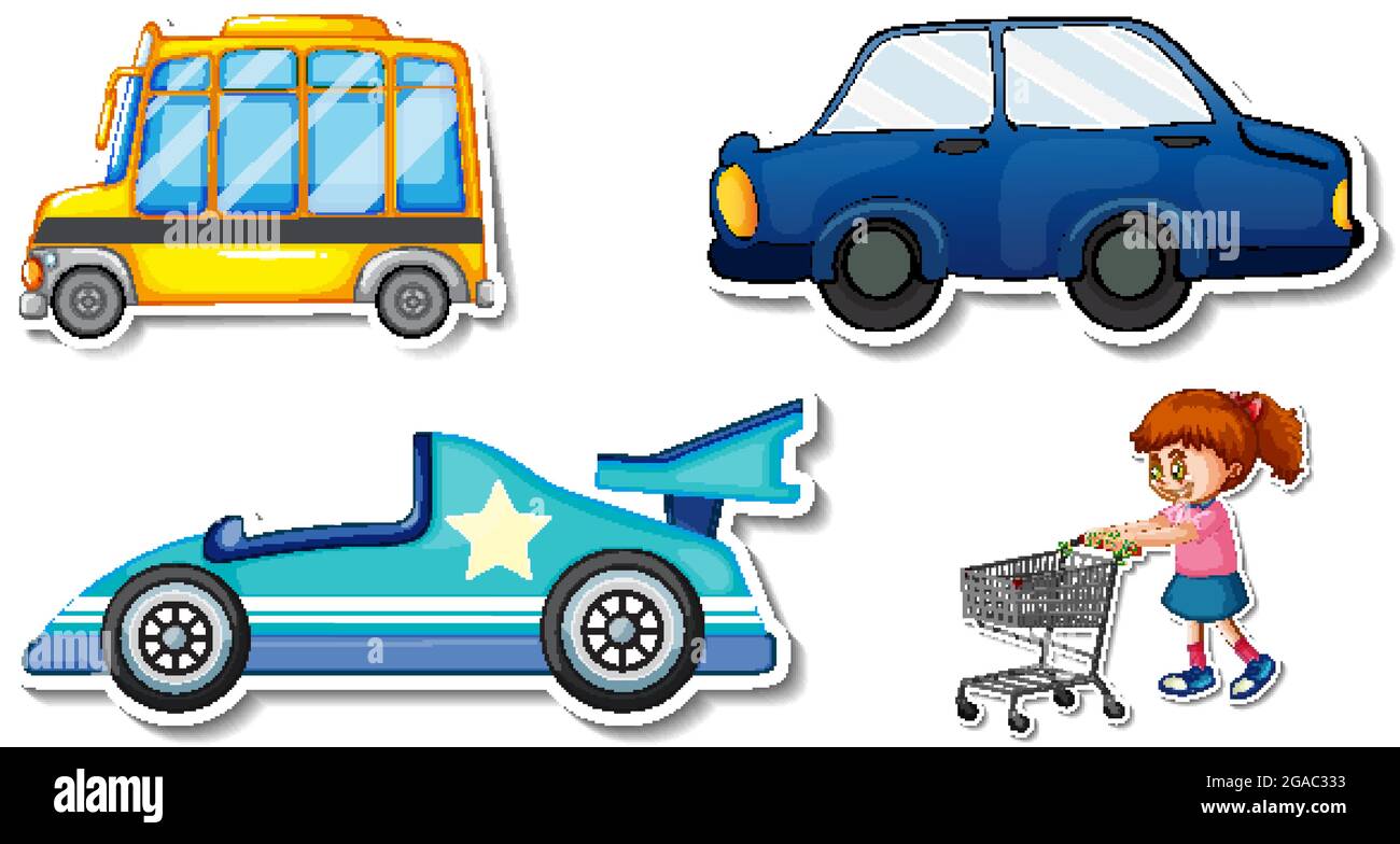 Random stickers with transportable vehicle objects illustration Stock ...