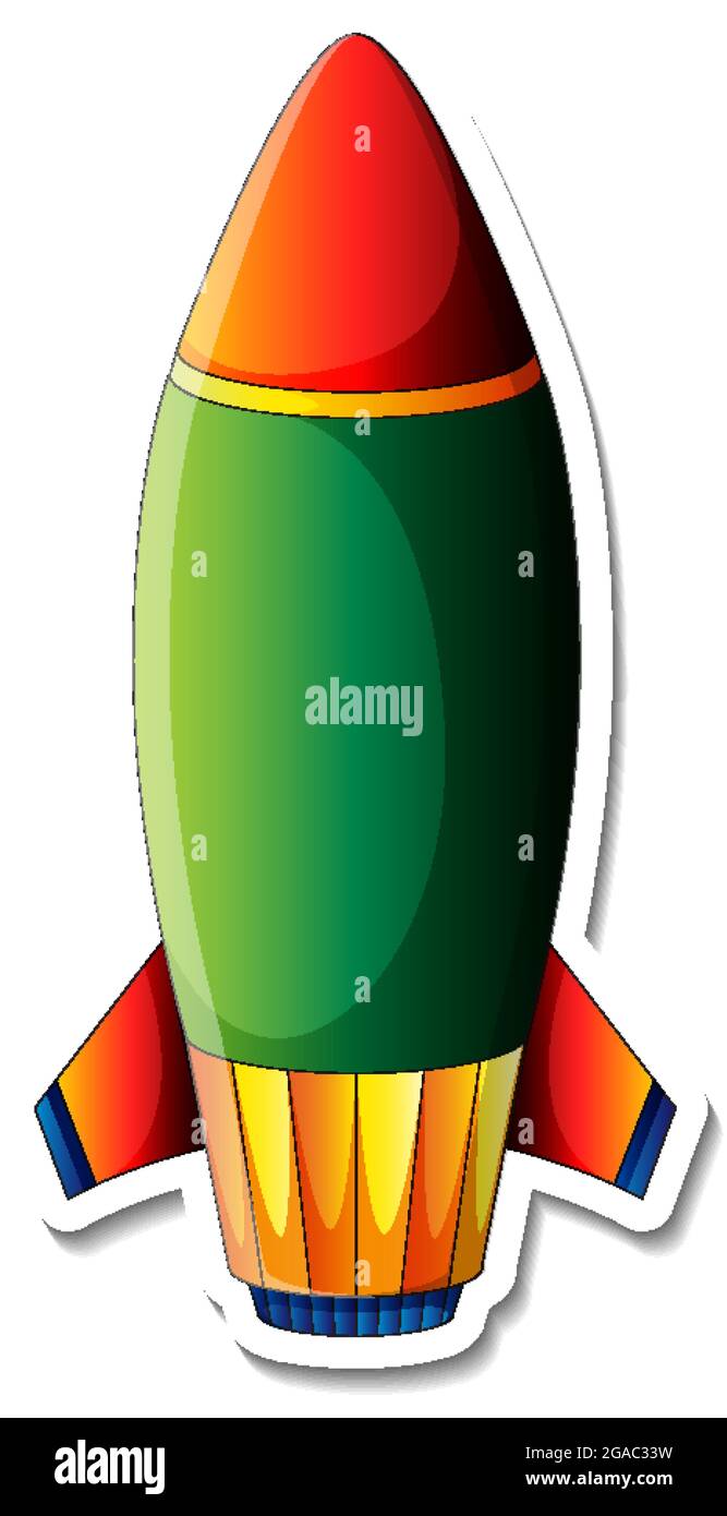 A sticker template with Rocket Space Cartoon isolated illustration ...