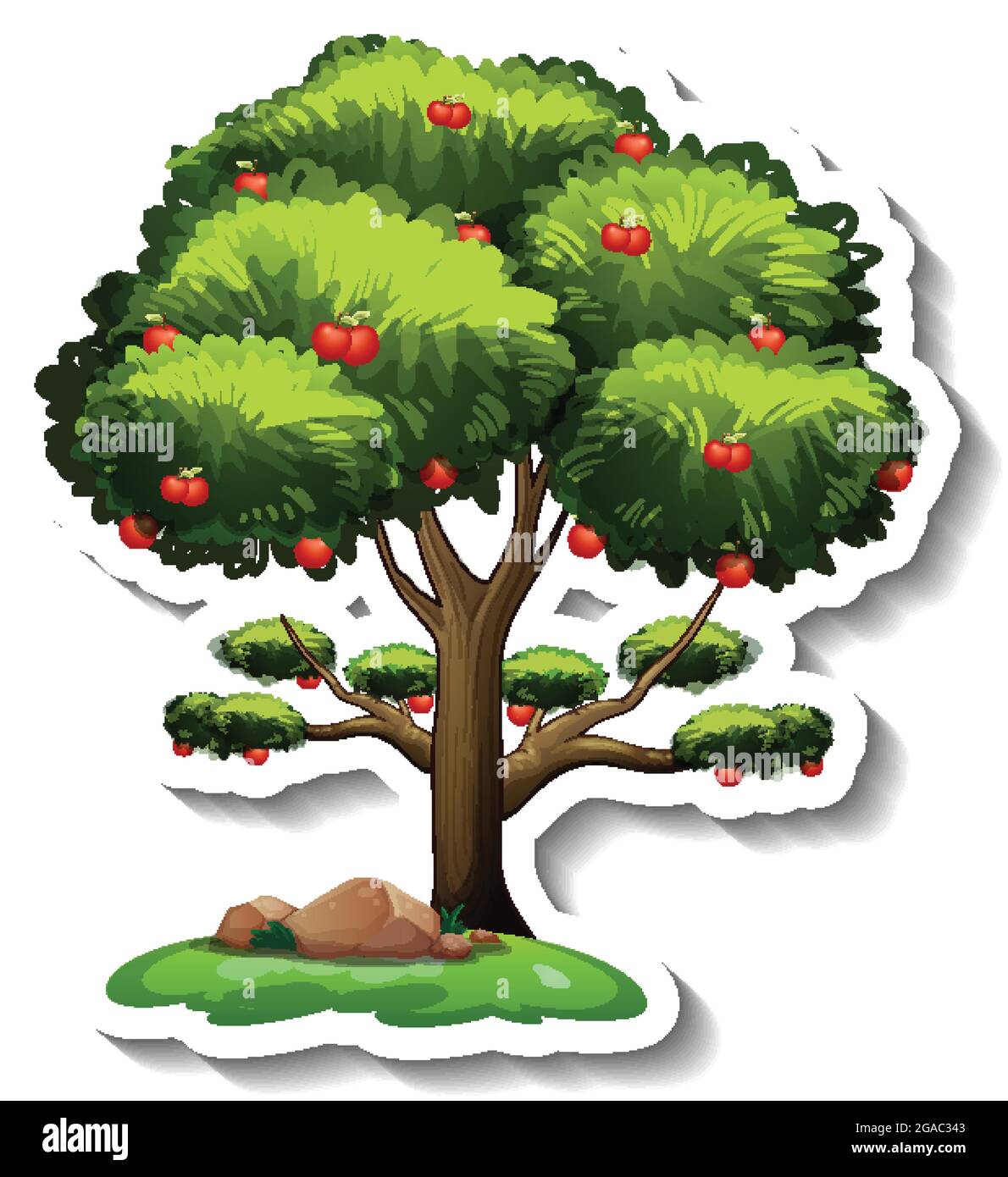 Apple tree sticker on white background illustration Stock Vector Image ...