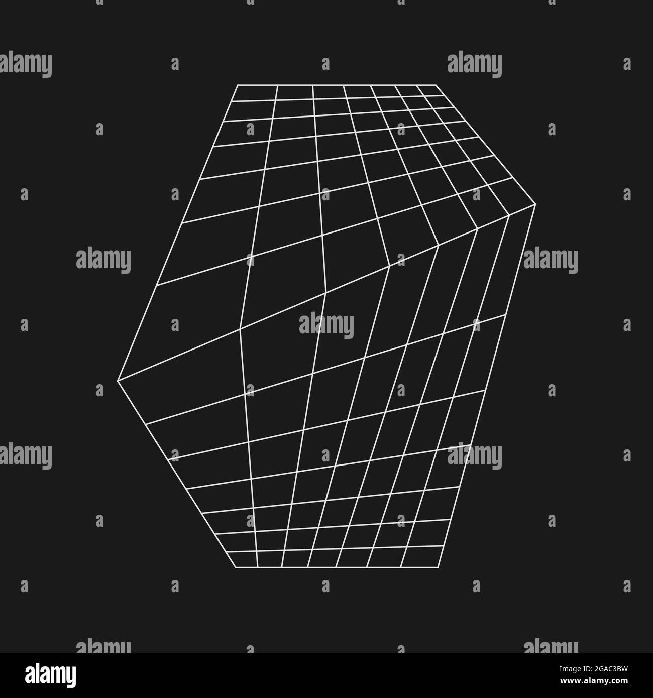 Retrofuturistic perspective distorted grid converging at the horizon ...