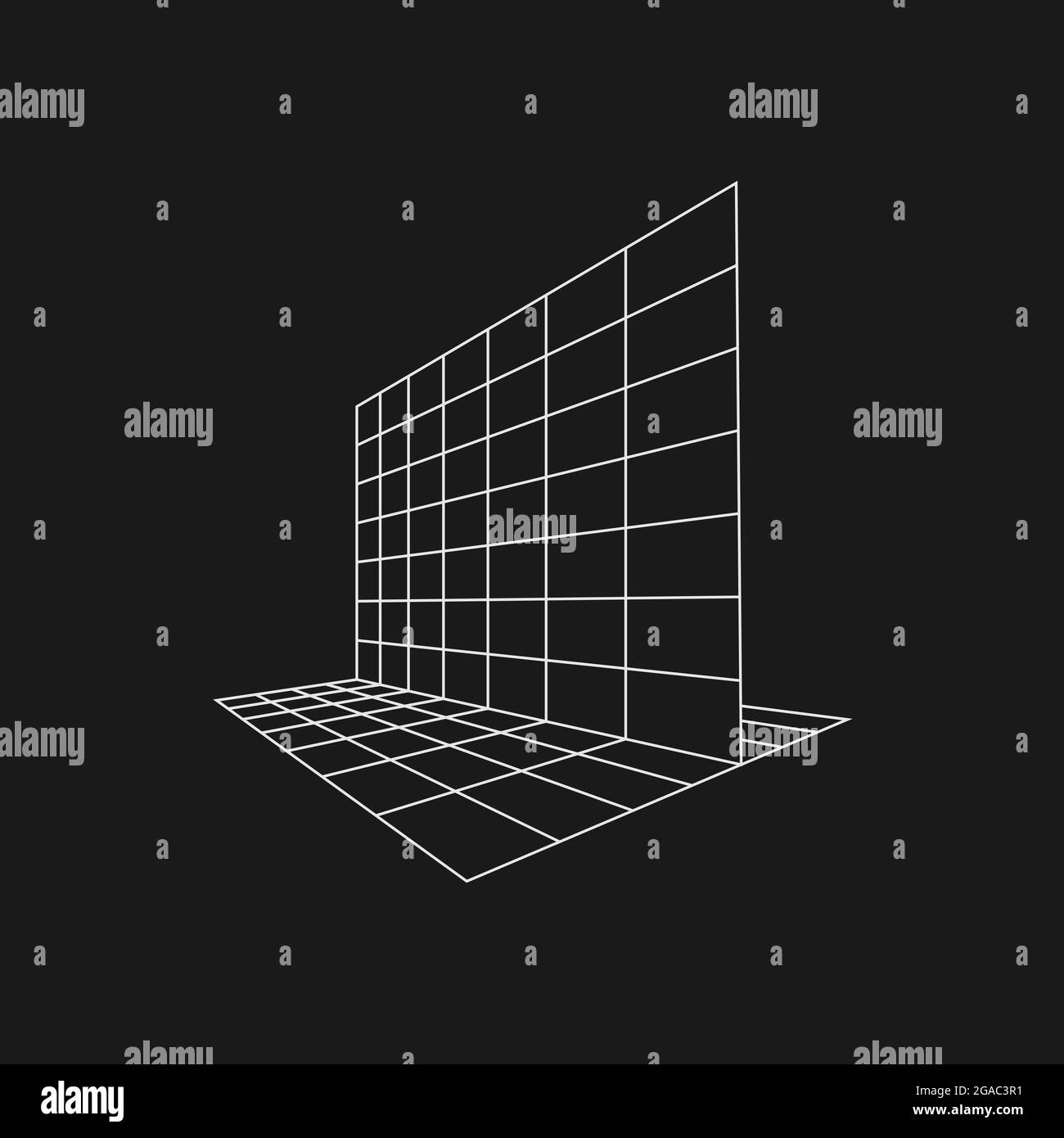Retrofuturistic perpendicular perspective grids. Cyber retro design element. Grid in cyberpunk ...