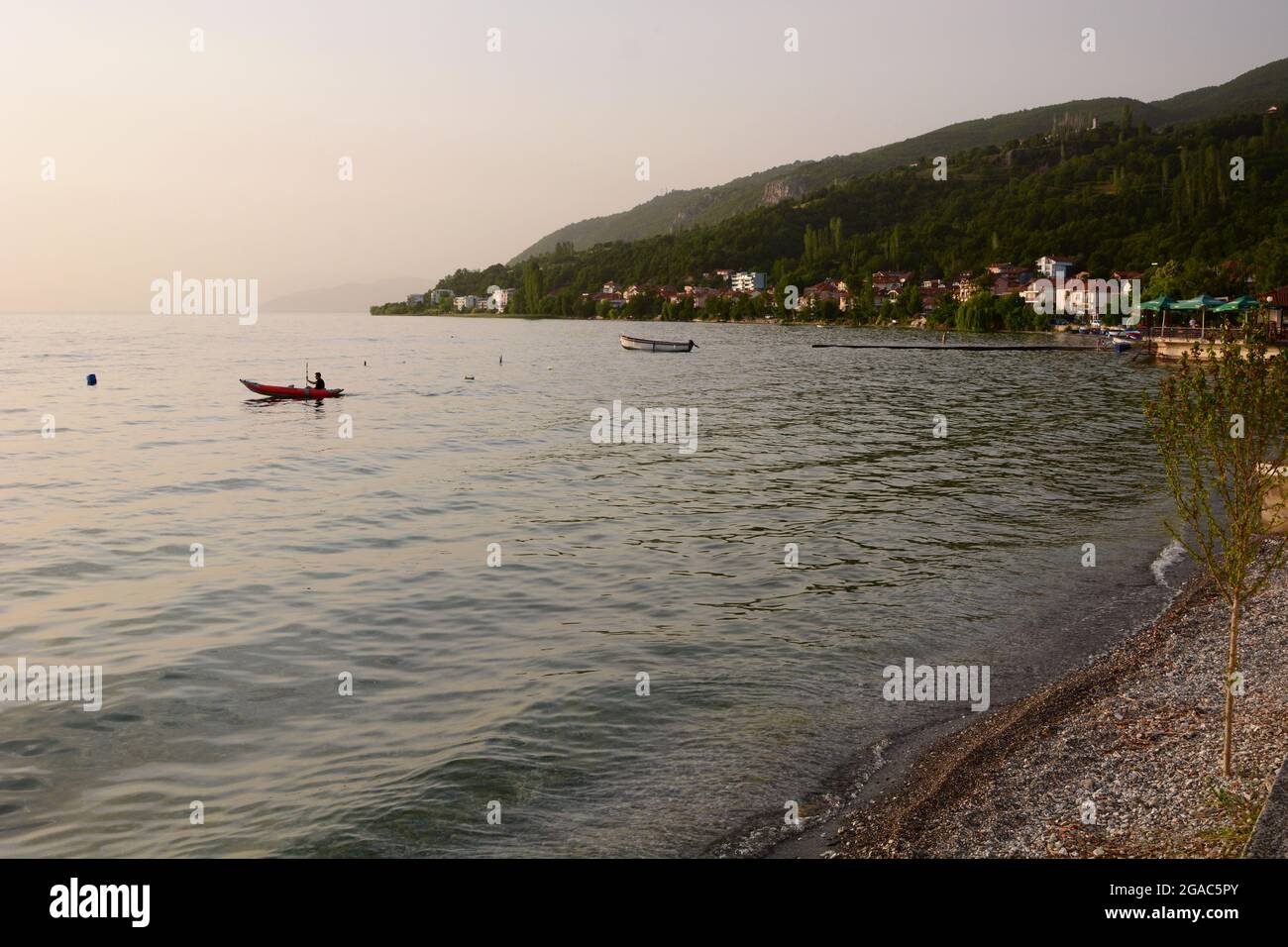 The beach. Pestani. Lake Ohrid. North Macedonia Stock Photo - Alamy